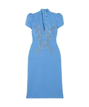 Jenny Packham Crystal-embellished Crepe Evening Gown - Blue