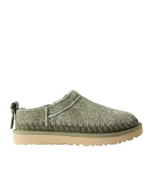 UGG Micro Biarritz Braided Leather-trimmed Brushed-suede Slippers - Green