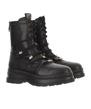 Pinko Lace-up Platform Boots With Logo Detail - No