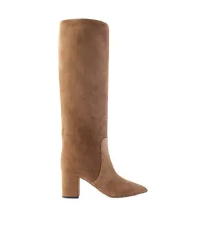 Paris Texas Solid Color Suede Knee Boots - Brown