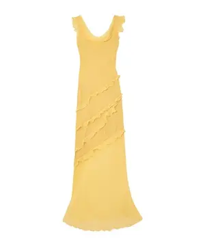 Saloni Silk Dress With Ruffled Details - No