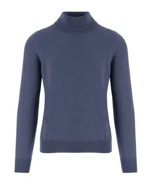 Tagliatore Miles High-neck Wool Sweater - Blue