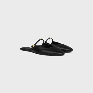 Celine Macaron Mule In Goatskin - Black