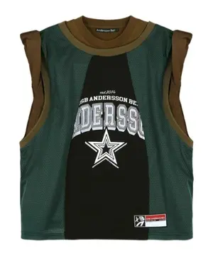 Andersson Bell Layered Basketball Jersey T-shirt - Khaki/green