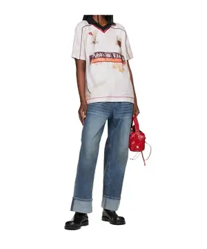 Andersson Bell Oil-washed Rolled-up Jeans With Checkered Pockets