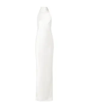 Brandon Maxwell Backless Halter Gown - White