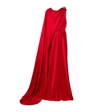 Saloni Draped Satin Gown - Red
