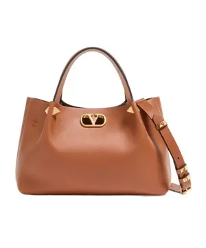 Valentino Garavani Small Soft Leather Shopping Bag - Light Hazelnut Color