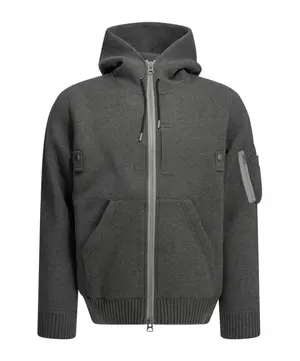 Sacai Hooded Zip-up Sweatshirt - Grey