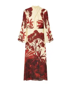 Johanna Ortiz Maiden Voyage Palm-print Midi Dress - Red