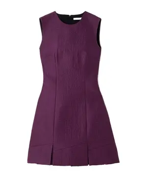 EMILIA WICKSTEAD Petronella Pleated Cloqué Mini Dress - Red