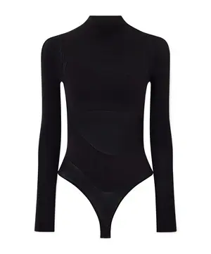 WOLFORD WOLFORD "Shade" Black Stretch-Jersey Paneled Bodysuit