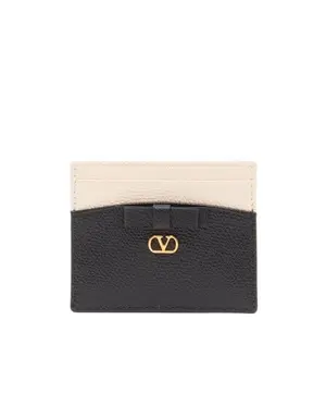 Valentino Garavani Logo Card Holder - Light Ivory/black