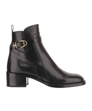 Sartore Buckled Block-heel Ankle Boots - Black