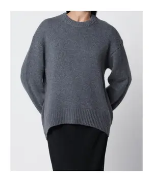 LISA YANG Relaxed Crew Neck Knitted Sweater - Graphite Color