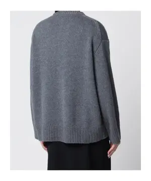 LISA YANG Relaxed Crew Neck Knitted Sweater - Graphite Color