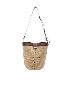 ANYA HINDMARCH Patchwork Leather-trim Bucket Bag - Natural