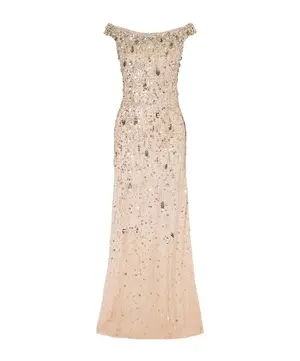 Jenny Packham Jessie Off-the-shoulder Embellished Tulle Gown - Nude