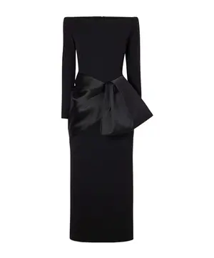 Solace Satin And Crepe Midi Dress - Black