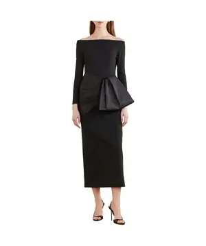 Solace Satin And Crepe Midi Dress