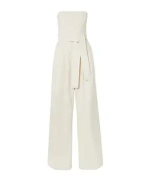 A.L.C. Elsie Strapless Belted Linen-blend Jumpsuit - No