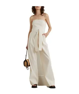 A.L.C. Elsie Strapless Belted Linen-blend Jumpsuit