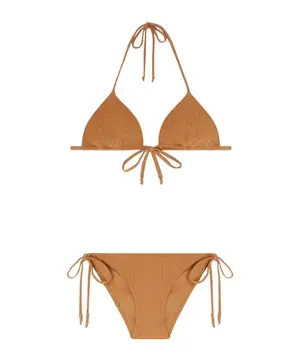 Lisa Marie Fernandez Seersucker Triangle Bikini - Brown