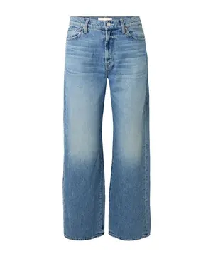 MOTHER The Dodger Flood Embroidered Mid-rise Straight-leg Jeans - Blue