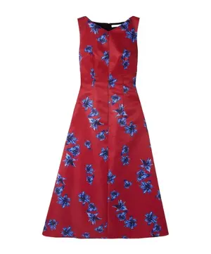 EMILIA WICKSTEAD Floral-print Faille Midi Dress - Red