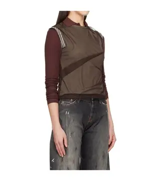 Andersson Bell Layered Mesh Pleated Top