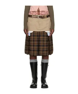 Andersson Bell Double-layered Pleated Midi Skirt - Brown