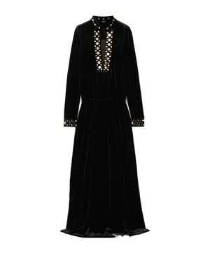 Dodo Bar Or Velvet Maxi Dress With Stud Embellishments - Black