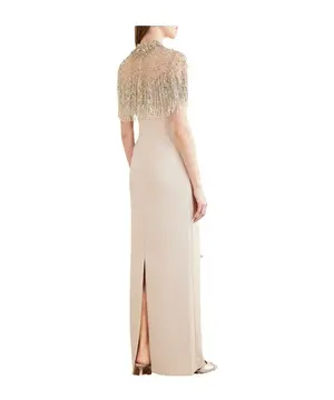 Jenny Packham Embellished Cape Effect Gown