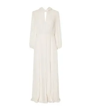 Saloni Floral-print Silk-crepon Gown - White
