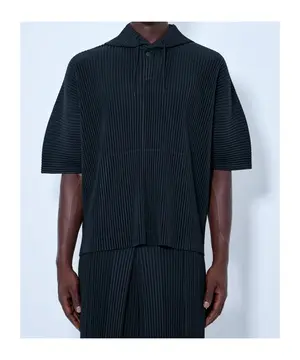 Issey Miyake Pleated Hoodie - Black
