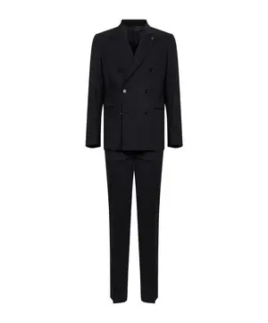 LARDINI Double-breasted Suit - Black