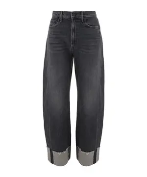 MOTHER Wide-leg Cuffed Jeans With Raw Edge Hem