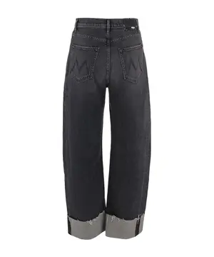 MOTHER Wide-leg Cuffed Jeans With Raw Edge Hem