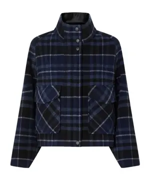 Pinko Cropped Check Coat - Black