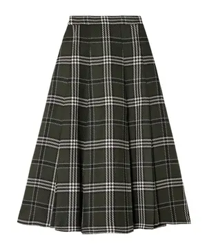 EMILIA WICKSTEAD Kensie Checked Wool-blend Midi Skirt - Black