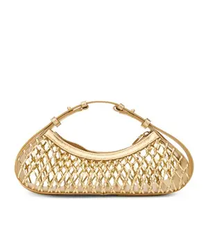 Cult Gaia Curved Woven Handle Clutch Bag