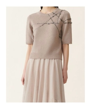 Fabiana Filippi Embellished Short Sleeve Knitted Top