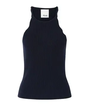 ALLUDE Ribbed Wool And Cashmere-blend Top - Black