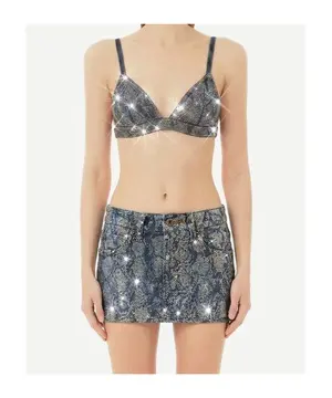 Liu Jo Rhinestone-embellished Denim Bra