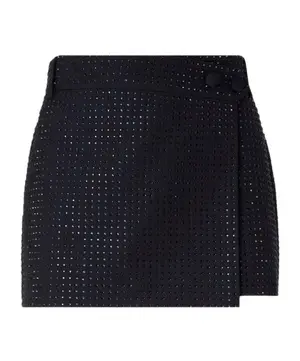 Pinko Rhinestone-embellished Wrap Skirt - Black