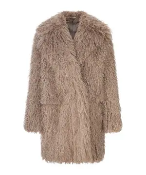 Tagliatore Curly Sheepskin Coat With Wide Collar - Beige