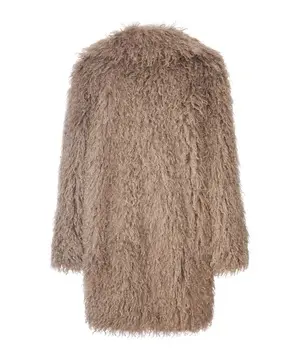 Tagliatore Curly Sheepskin Coat With Wide Collar - Beige