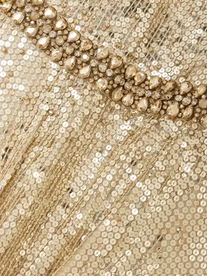 Jenny Packham Embellished Sequin Long Sleeve Maxi Gown