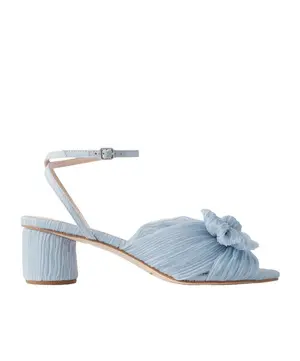 LOEFFLER RANDALL Dahlia Bow-embellished Plissé-organza Sandals - Gray
