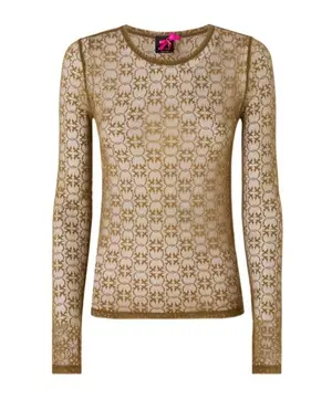 Pinko Monogram-lace Long-sleeve Top